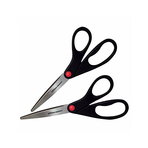 Office DepotĀ® Brand Scissors, 8", Straight, Black, Pack of 2