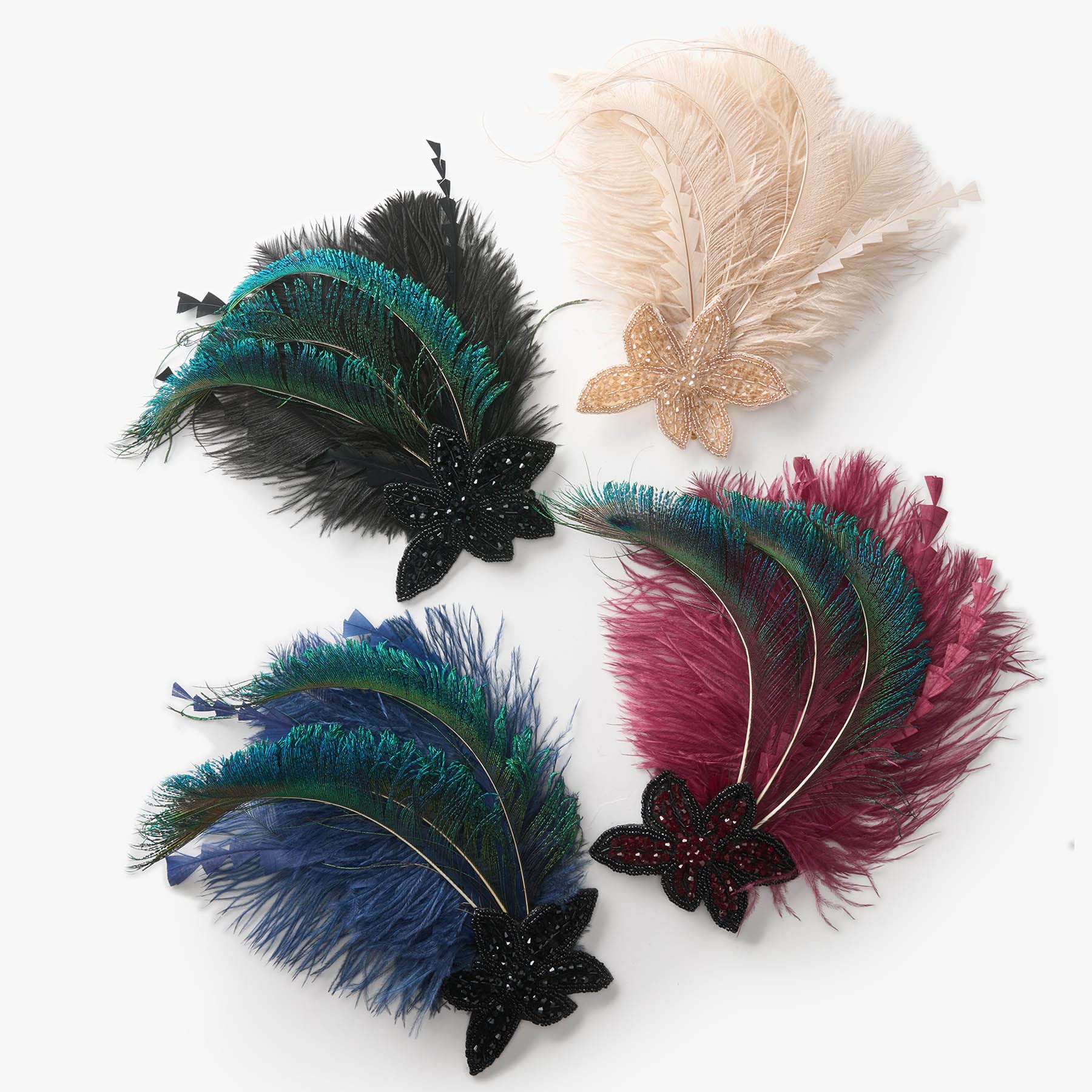 SWEETV 1920s Flapper Headband, Rhinestone Feather Roaring 20s Great Gatsby Headpiece Hair Accessories for Women,Black