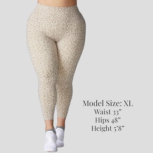 Tavi Women’s High Waisted 7/8 Tight | 25-Inch Inseam | Comfortable Leggings with Pockets | Workouts, Medium, Latte Leopard