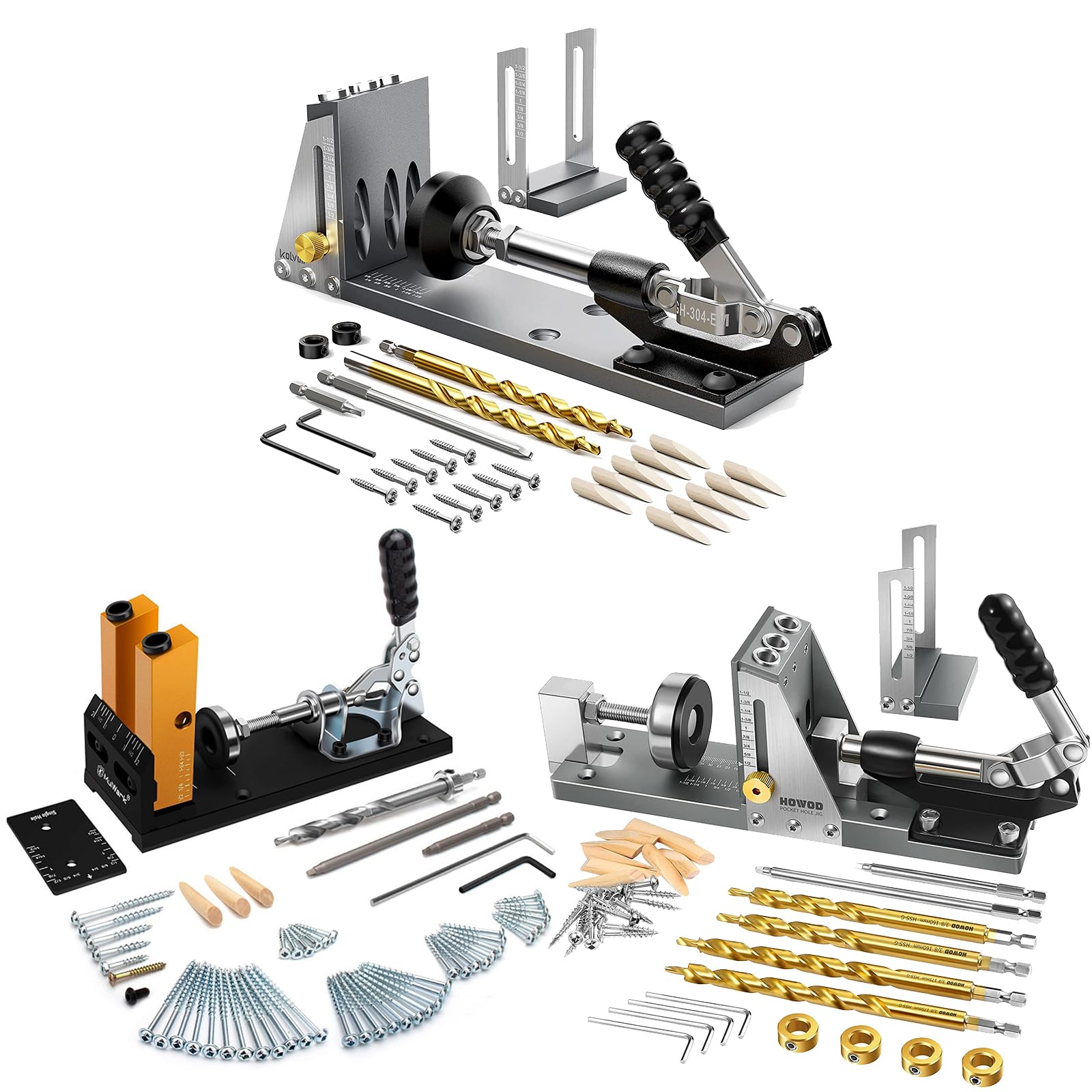 Pocket Hole Jig Kit Aluminum Alloy Pocket Screw Jig Drill Guide Multifunctional Woodworking Dowel Jig Kit Angled Holes Adjustable Woodworking Drill Guide Accessory