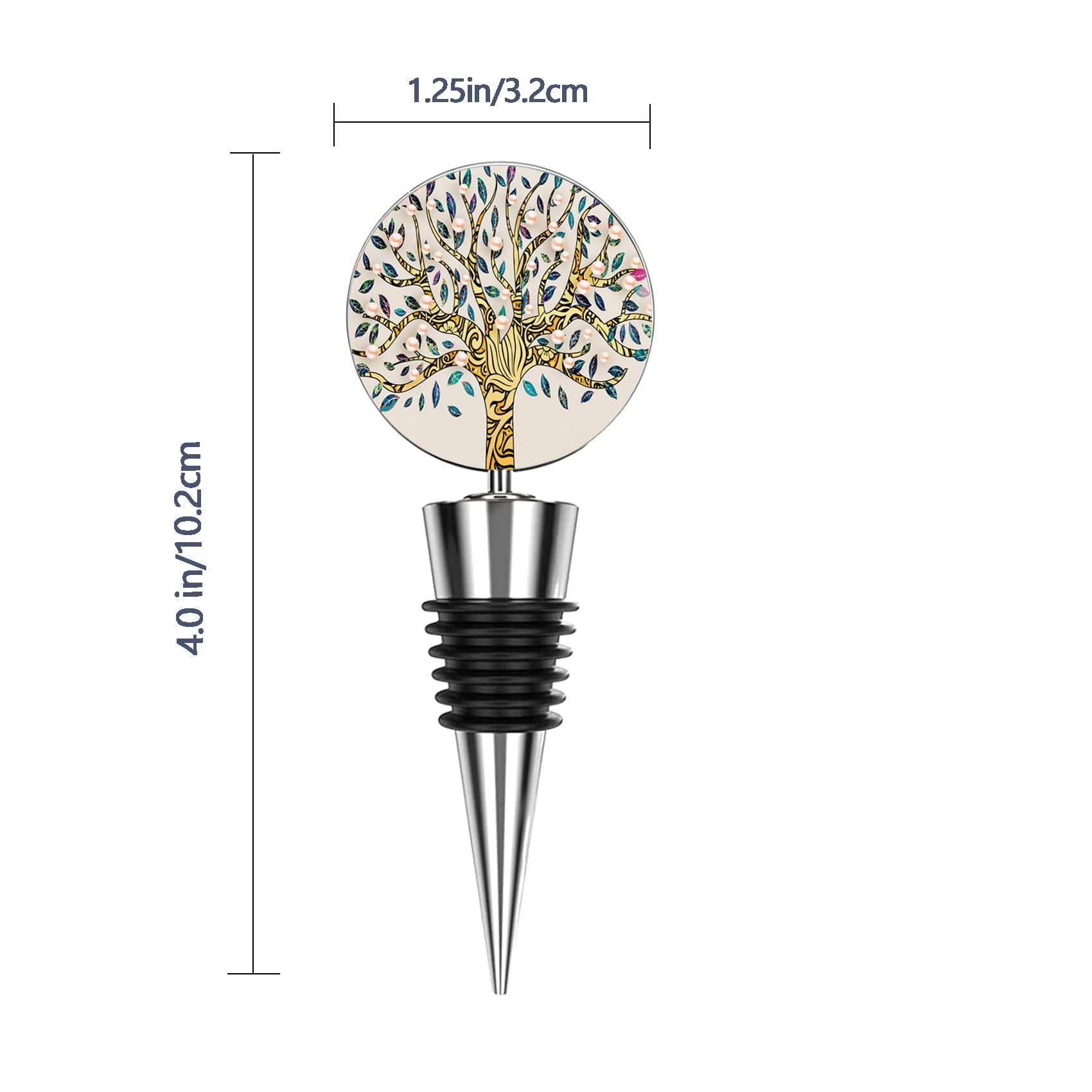 Wine Stoppers, Wine Bottle Stopper, Eco-friendly Champagne Stopper, Reusable Zinc Alloy Silicone Wine Stoppers for Home, Bar, Party, Wedding (3 Pack Tree of Life)
