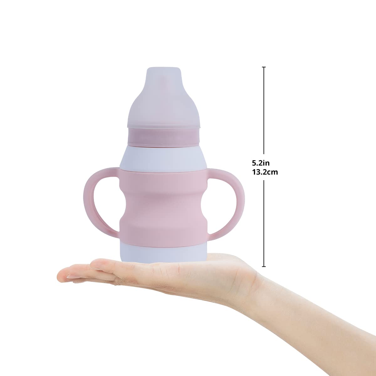 YRHH Toddler Sippy Cups with Straws-Spill Proof Silicone Transition Straw Sippy Cup for 6+ Months Baby, 6 Ounce (Pink)