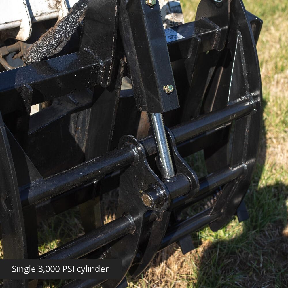 Titan Attachments Skid Steer 48†Light-Duty Single Cylinder Root Grapple Rake, Economy Series