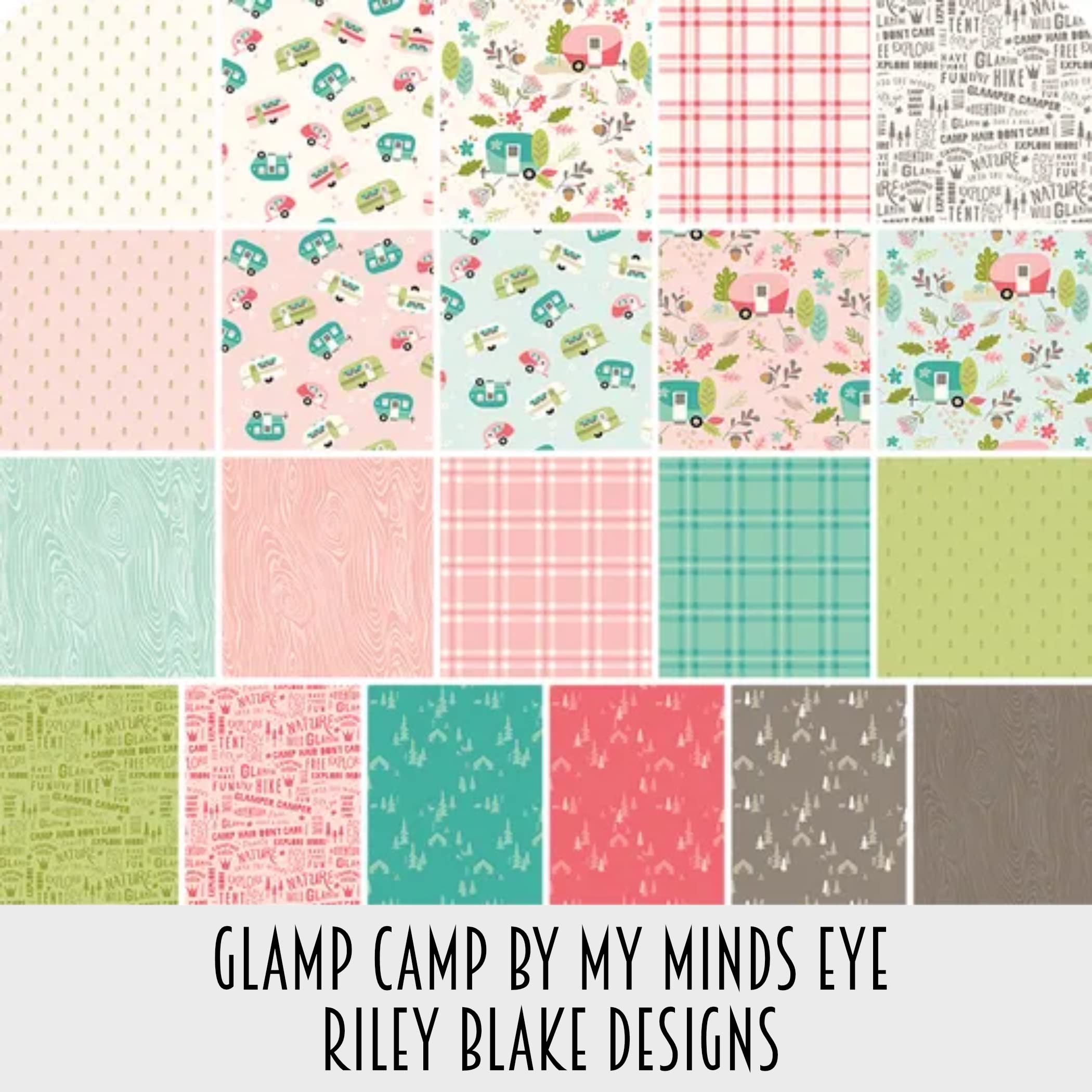 My Mind's Eye Glamp Camp Rolie Polie 40 2.5-inch Strips Jelly Roll Riley Blake Designs RP-12350-40, Assorted, 2.5 Inches
