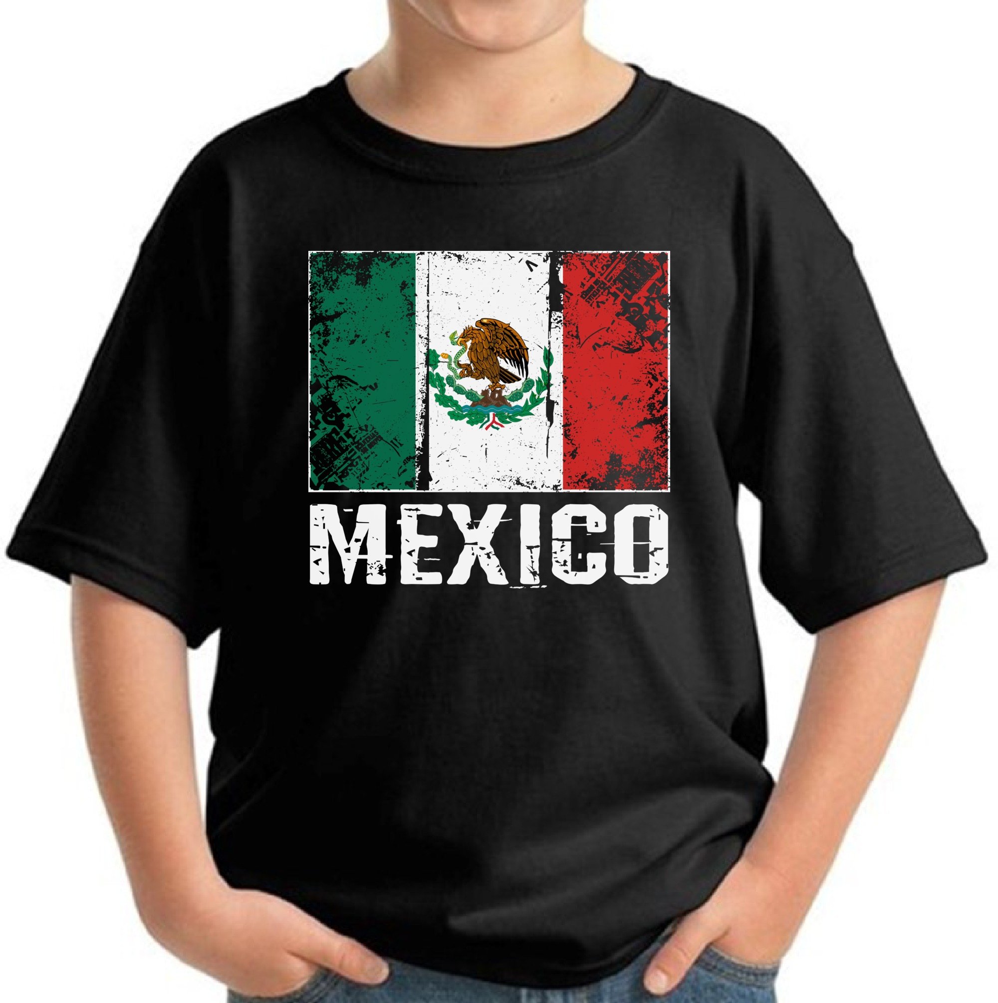 Pekatees Mexican Flag T Shirt for Kids Mexico Shirt Mexican Soccer Youth Shirt Black M