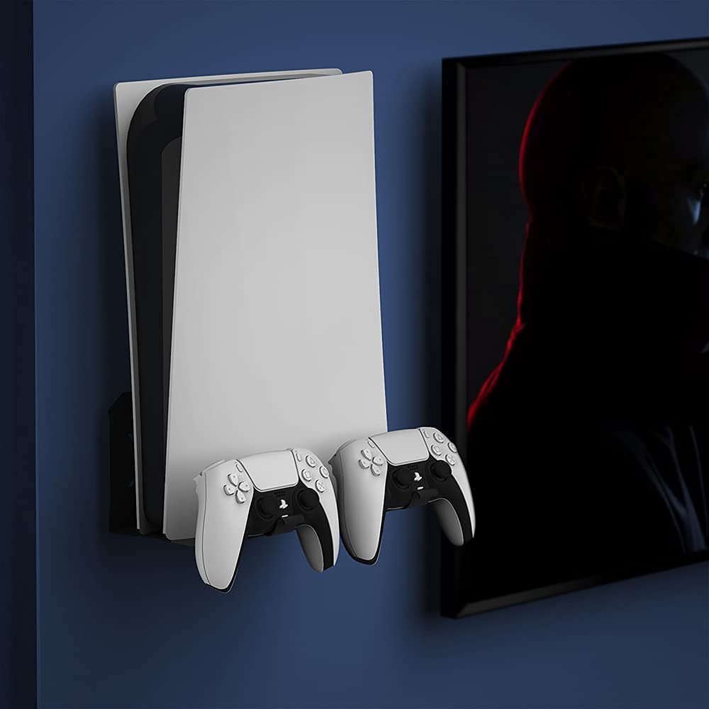 SNIPELAB Wall mount bracket compatible with PlayStation 5 PS5 comes with two controller holder