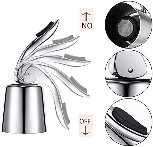 Wine Stoppers(2 PACK Bright),Wine Bottle Stoppers Stainless Steel,Reusable Wine Saver,Wine Sealer Keeps Wine Fresh,Wine Bottle Plug With Silicone,Superior Leak-Proof,Best Gift