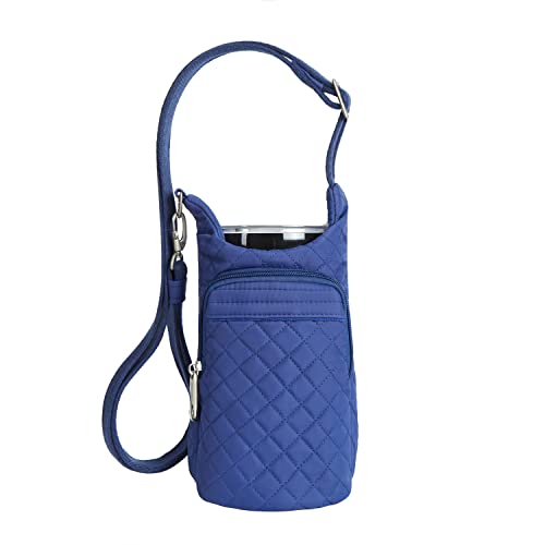 Travelon Anti-Theft Boho Insulated Water Bottle Tote, Lush Blue
