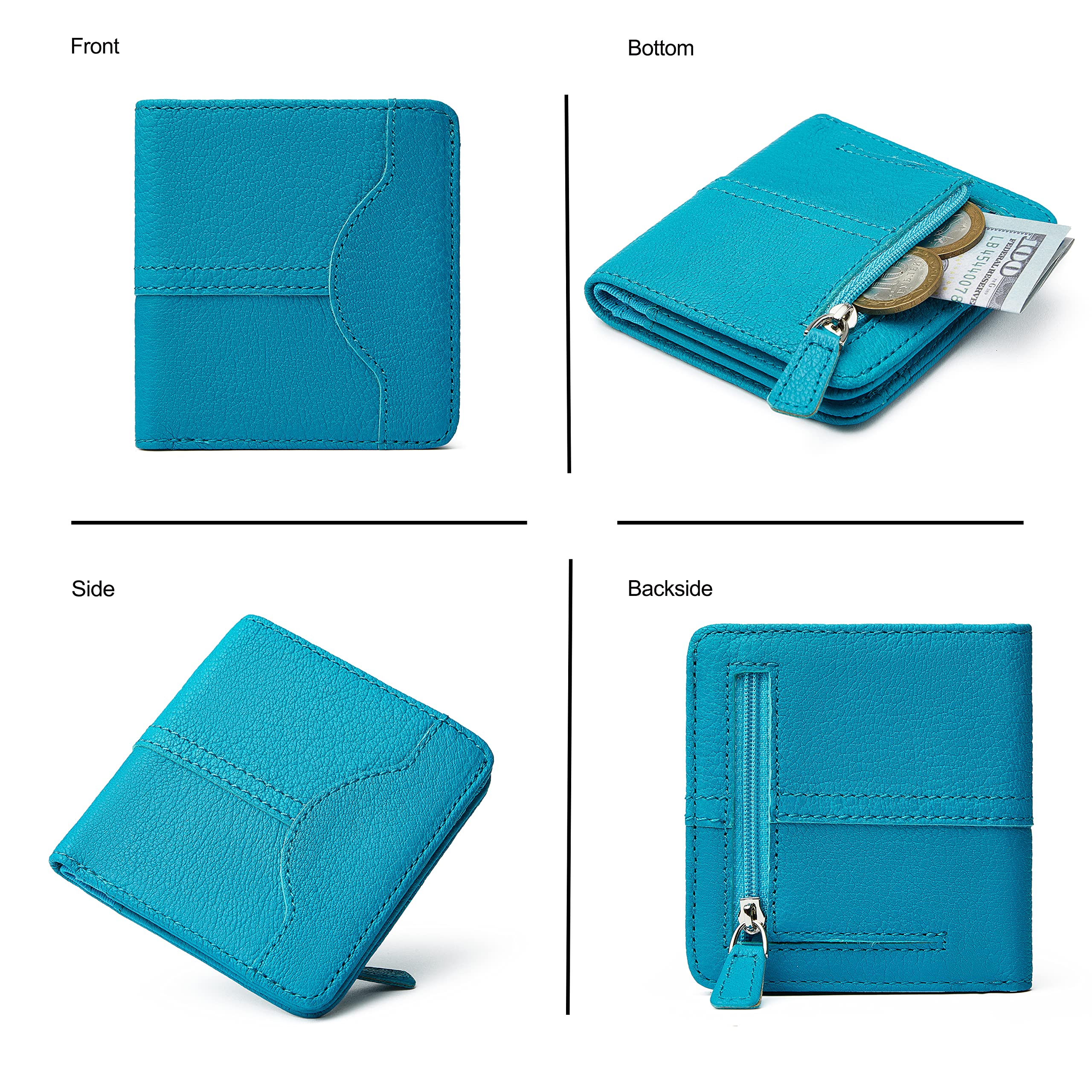 Small Leather Bifold Wallet For Women+Large Lightweight Nylon Tote Bag for Women