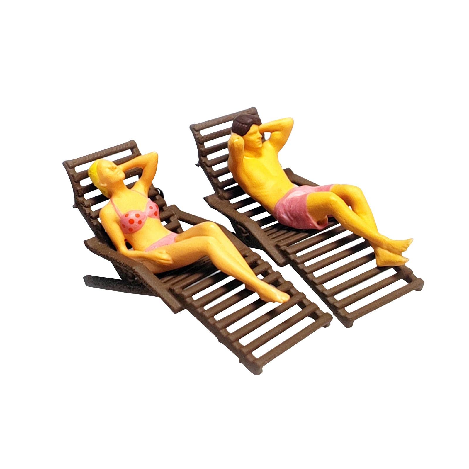 yotijay 3pcs 1/64 Resin Couple Figure People Scene Building Train Layout Decor