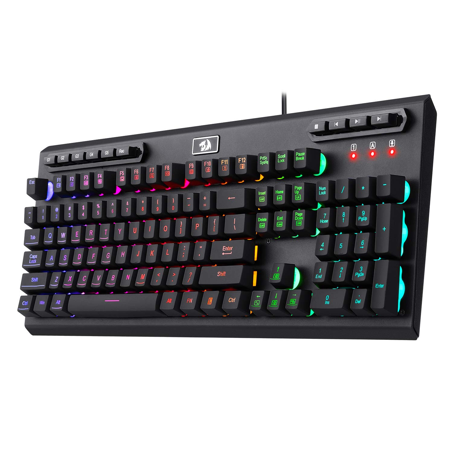 Redragon K511 PRO RGB Gaming Keyboard Wired LED Backlit Programmable Macro Keyboard 104 Keys Quiet Silent Membrane Keyboard for Windows PC Gamer Computer