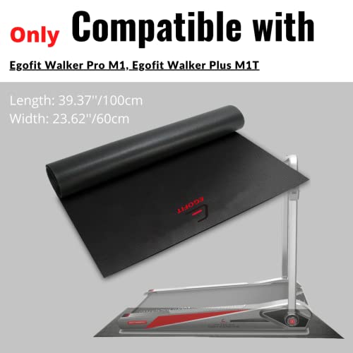 Treadmill Mats for Carpet Wood Floor, High Density Mat Compatible with Egofit Walker Pro M1 / Walker Plus M1T Treadmill, Black Mat Size 40×24″ (100×60 CM)