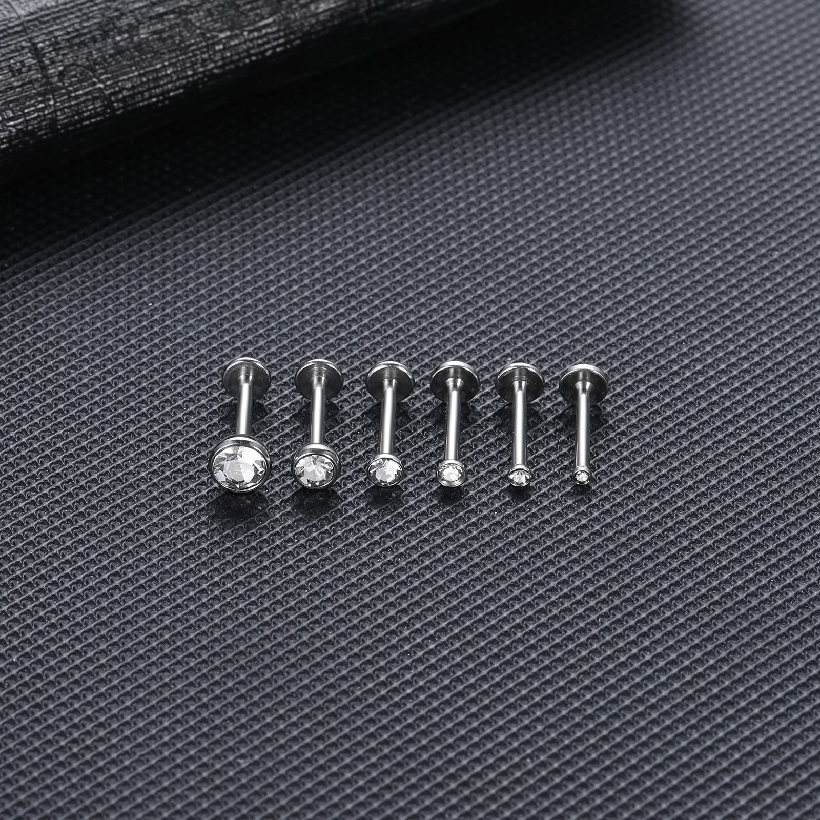 Xpircn 16G Labret Monroe Lip Rings Stainless Steel CZ Crystal Lip Ring Studs Ear Tragus Helix Cartilage Conch Piercing 6mm 8mm 10mm (Crystal Top 1.2 * 10)