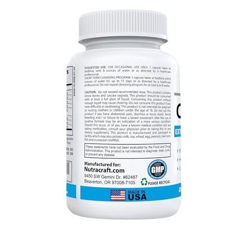Nutracraft ColonClean #1 Colon Detox and Constipation Relief | Senna, Cascara Sagrada, Psyllium, MCT, Aloe and Probiotics | 30 Capsules