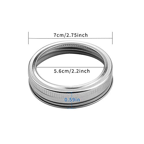 Tecmisse 40 Pieces Regular Mouth Mason Jar Replacement Rings, 70mm Silver Mason Storage Split-Type Lids Canning Jar Bands Leak Proof and Secure Mason Jar Caps