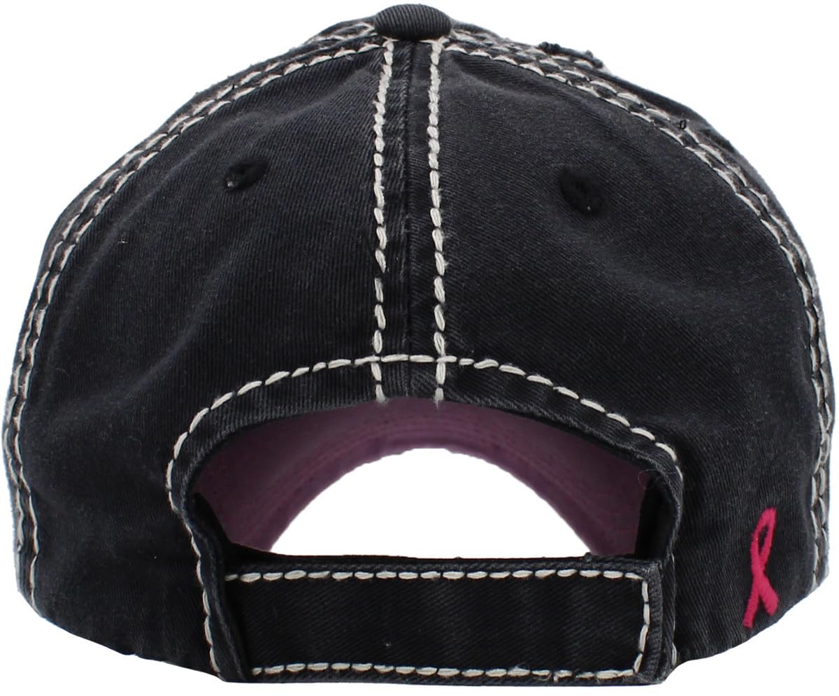 Pink Ribbon Fight Women's Awareness Vintage Baseball Cap (Black)…