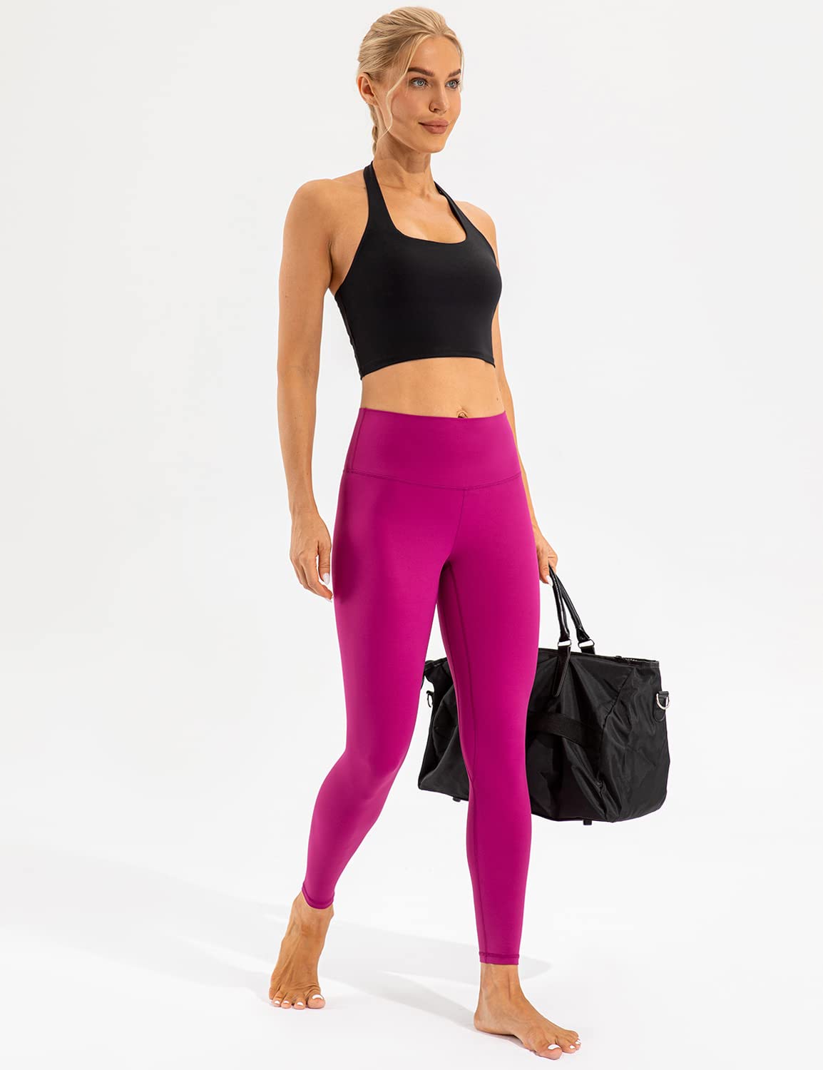 Ukaste Women's Studio Essential Mid-Rise Yoga Leggings - Ultra Soft 7/8 Length Workout Yoga Tights Pants (Black, 6)