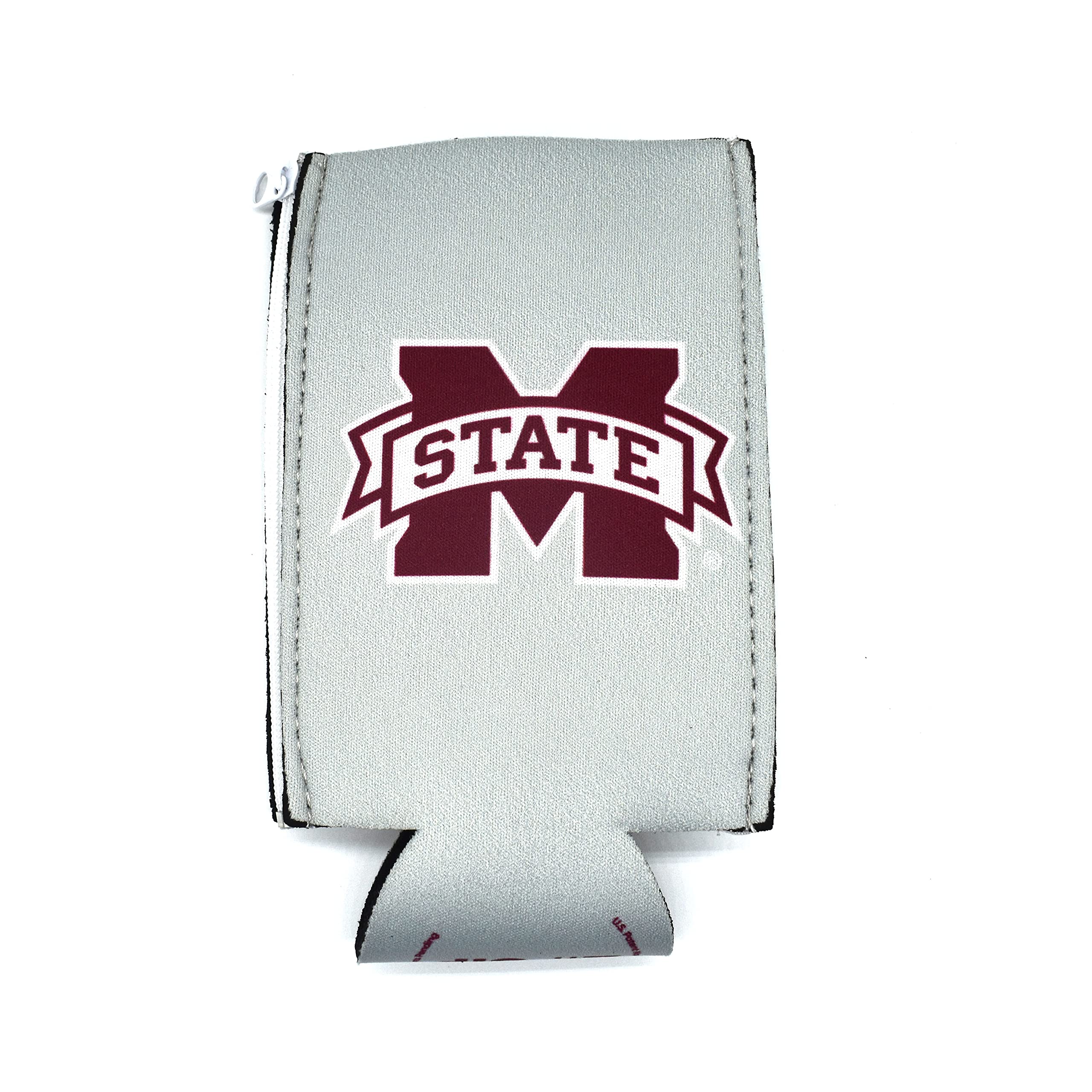 ZipSip NONMAGNET- MSU Adjustable All-In-One Coozie with Zippers for Cans, Bottles, Slim Cans, Pint Glasses, Party Cups β Can Cooler - Insolated Neoprene Sleeve - MSU Bulldogs Light Gray, Large
