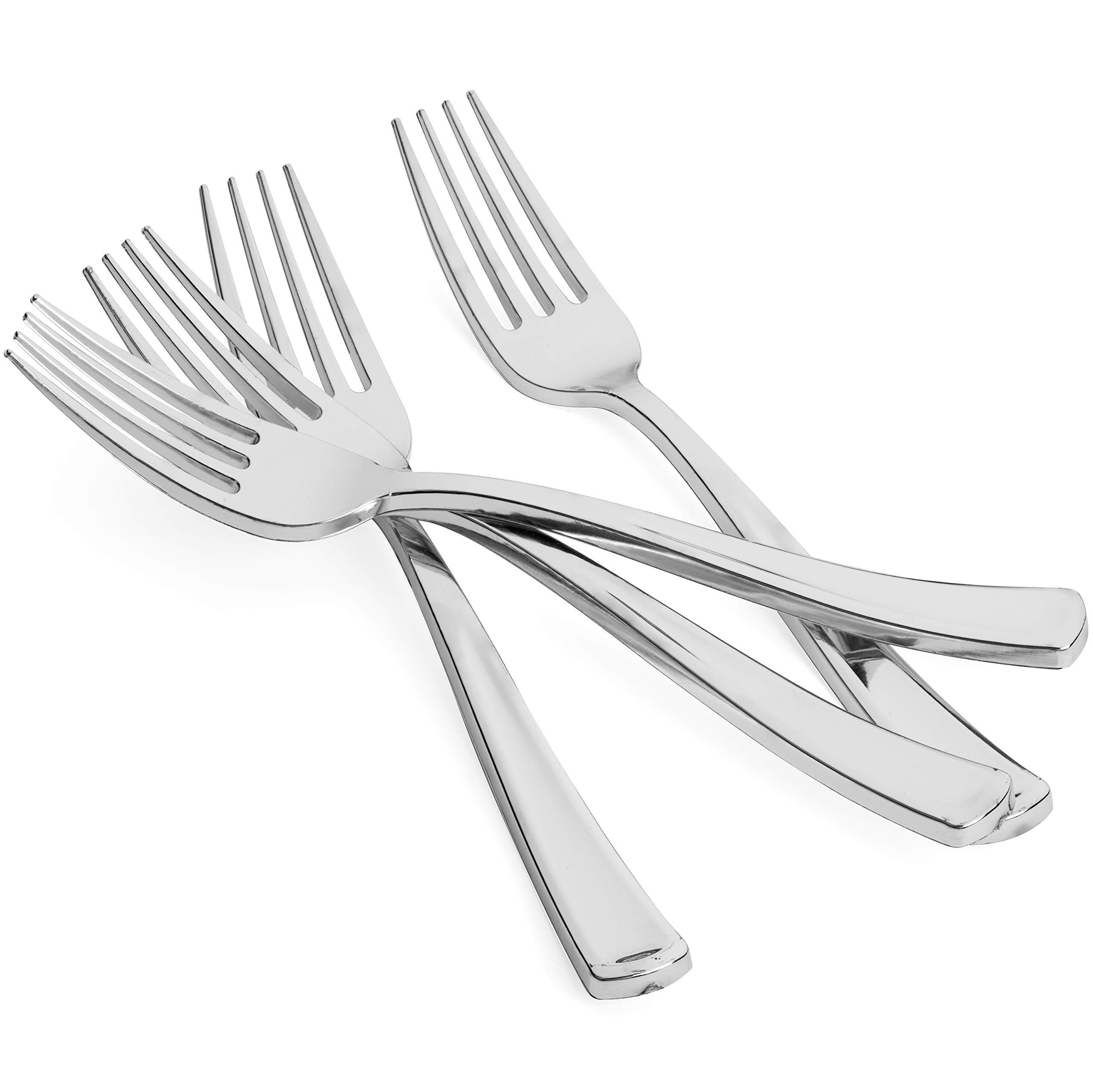 Perfect Settings 125 Gold Plastic Forks Cutlery - Polished Disposable Fork Silverware Set Heavy Duty Elegant Design Fancy Flatware - Events Weddings and Parties 125 Dessert Forks (GOLD, 125)