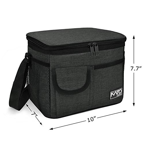 Tirrinia Insulated Lunch Box for Women Men, Leakproof Thermal Reusable Lunch Bag with 4 Pockets for Adult, Cooler Bag Tote for Office Work, Black