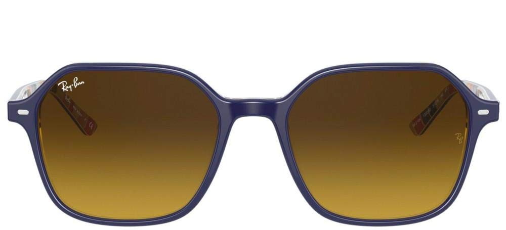 Ray-Ban RB2194 John Square Sunglasses, Blue On Stripes Orange/Blue/Brown Gradient Dark Brown, 53 mm