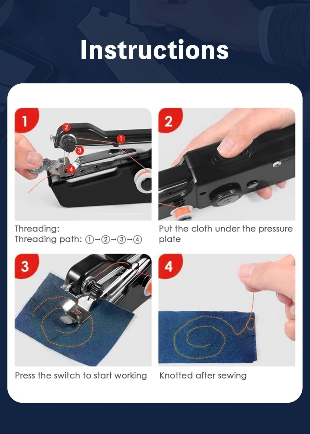 Mini Handheld Sewing Machine for Quick Stitching, Portable Sewing Machine Suitable for Home,Travel and DIY, Electric for Beginners