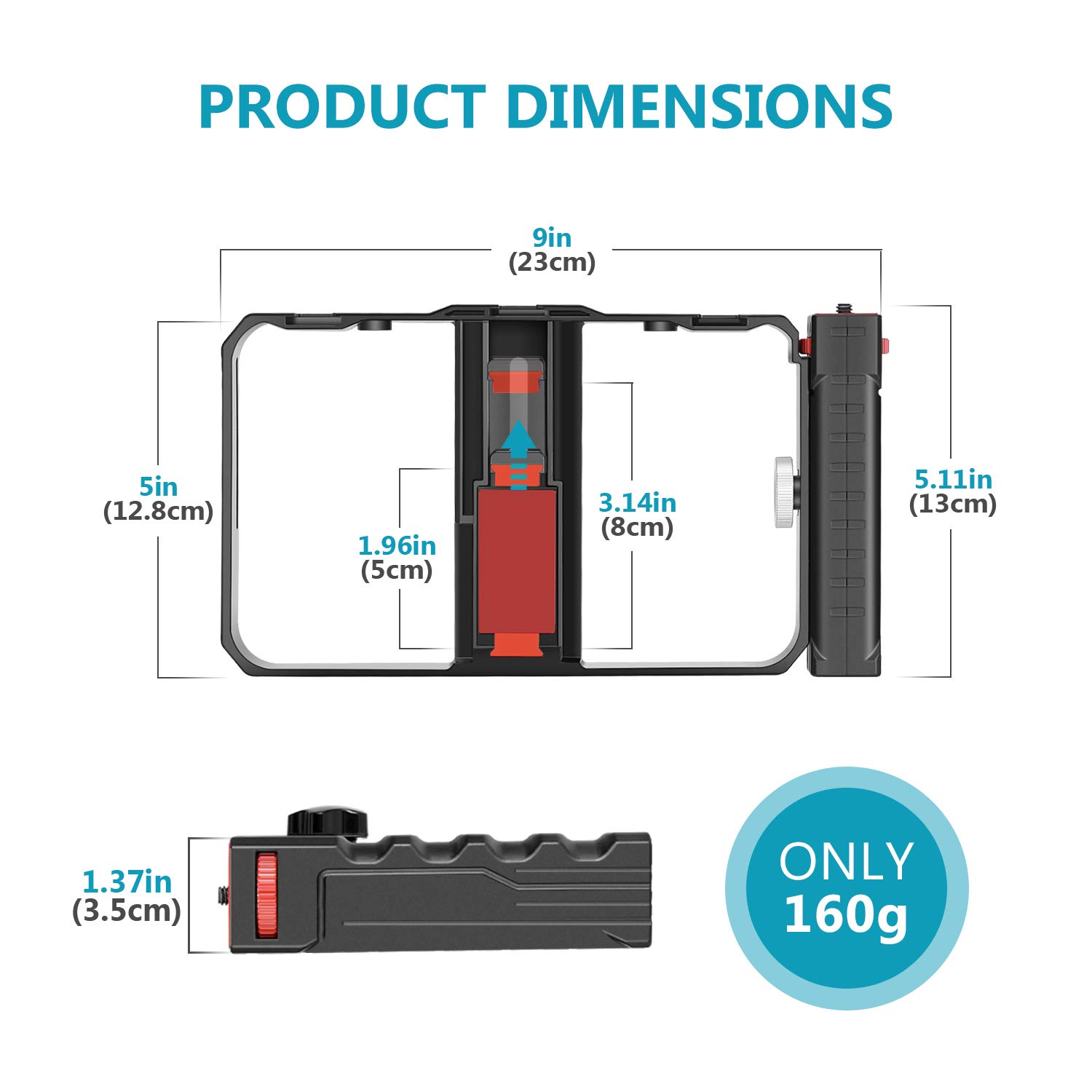 NEEWER Plastic U Rig Smartphone Video Rig, Filmmaking Cage, Phone Stabilizer Grip Tripod Mount for Videomaker Filmmaker Compatible with iPhone 14 Plus/Pro Max 13 Mini/Pro Max X XS Max XR Android