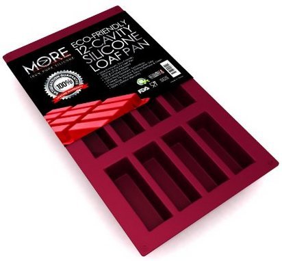 Ultra-Premium, Eco-Friendly 12-Oblong Cavity Narrow Rectangle Silicone Bars, Baking Mold/Baking Pan for Soap, Cake, Bread, Cupcake, Cheesecake, Cornbread, Muffin & Brownies 29.5x17.5x1.3 by MORE