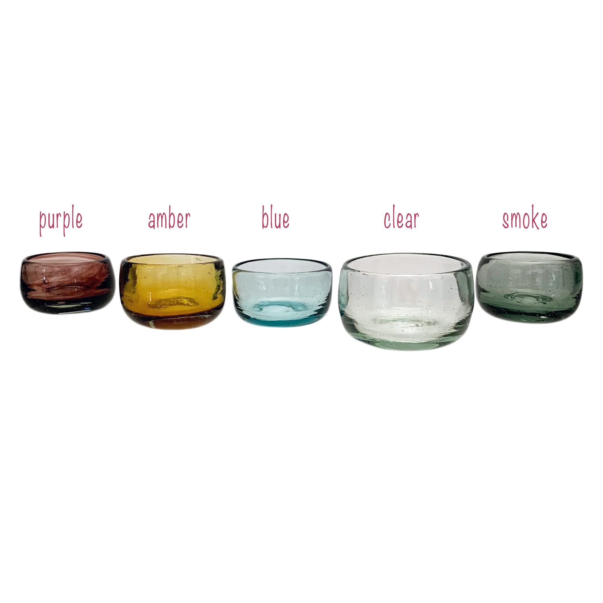 The Curated Pantry Hand Blown Mezcal + Tequila Glasses | Mezcal Copitas | Made in Mexico - Set of 2 (5 Colors Available) (4 Fl OZ, Smoke)