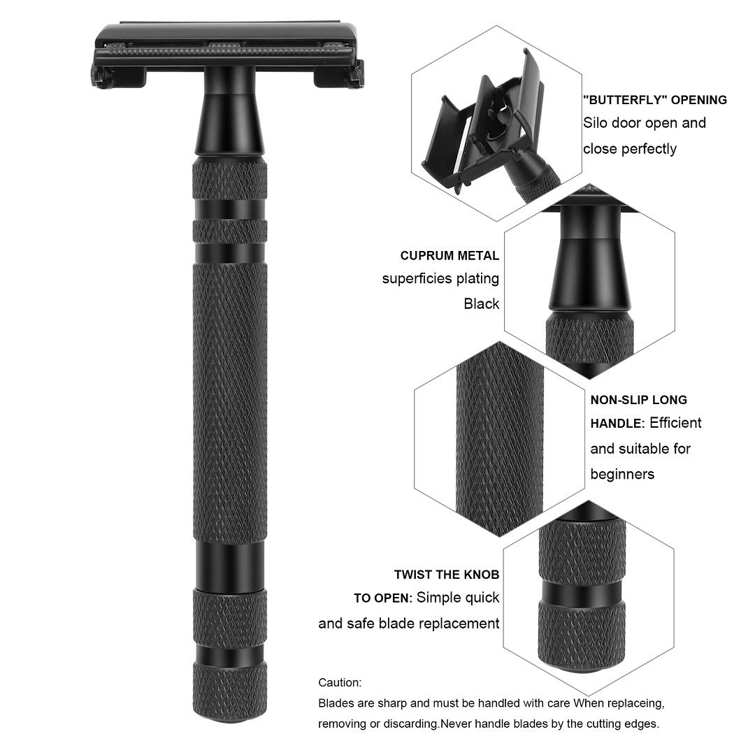 PerPro Deluxe Shaving Kit for Men Wet Shave,Safety Razor with 10 Blade Refills, Friendly Shaving Brush,Heavyweight Base Shaving Stand,SUS304 Stainless Steel Soap Bowl