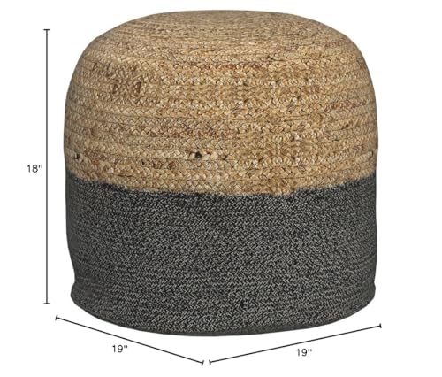 Signature Design by Ashley Sweed Valley Braided Round Pouf Ottoman, 19 x 19 Inches, Brown & Dark Gray