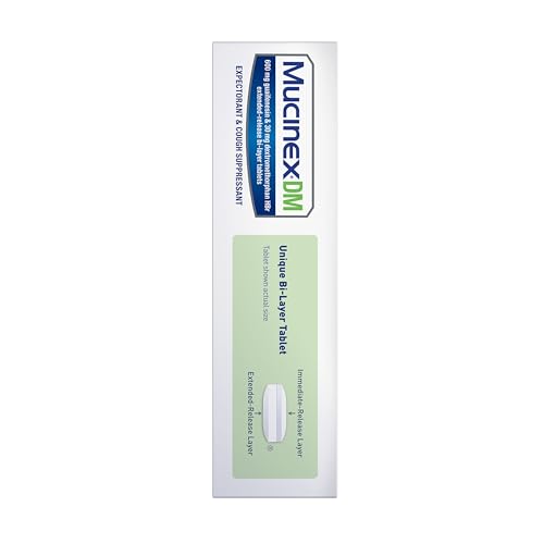 Mucinex DM 12Hr Chest Congestion & Cough Medicine For Adults, Cold And Cough Medicine for Excess Mucus Relief, 600 mg Guaifenesin & 30 mg Dextromethorphan HBr, 68 Bi-Layer Tablets
