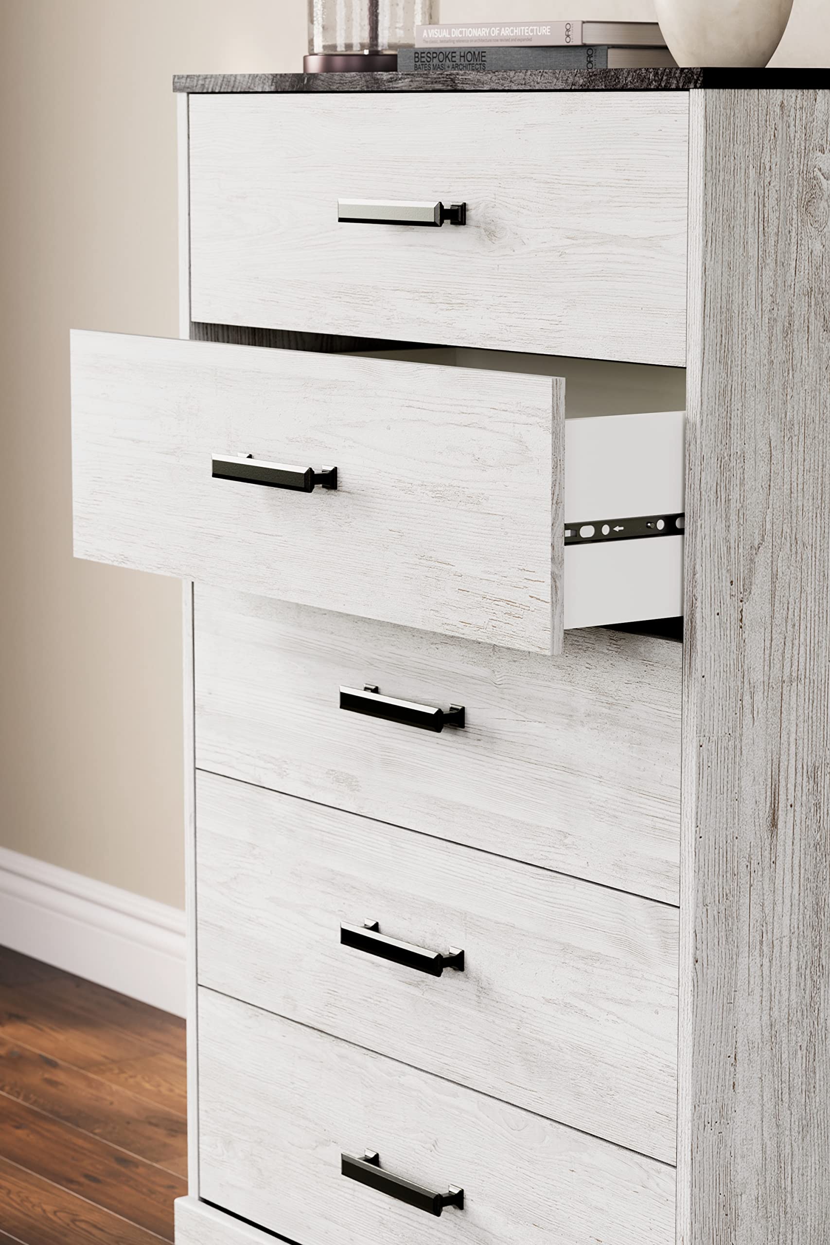 Signature Design by Ashley Shawburn Modern Farmhouse 8 Drawer Dresser, Whitewash & Dark Gray