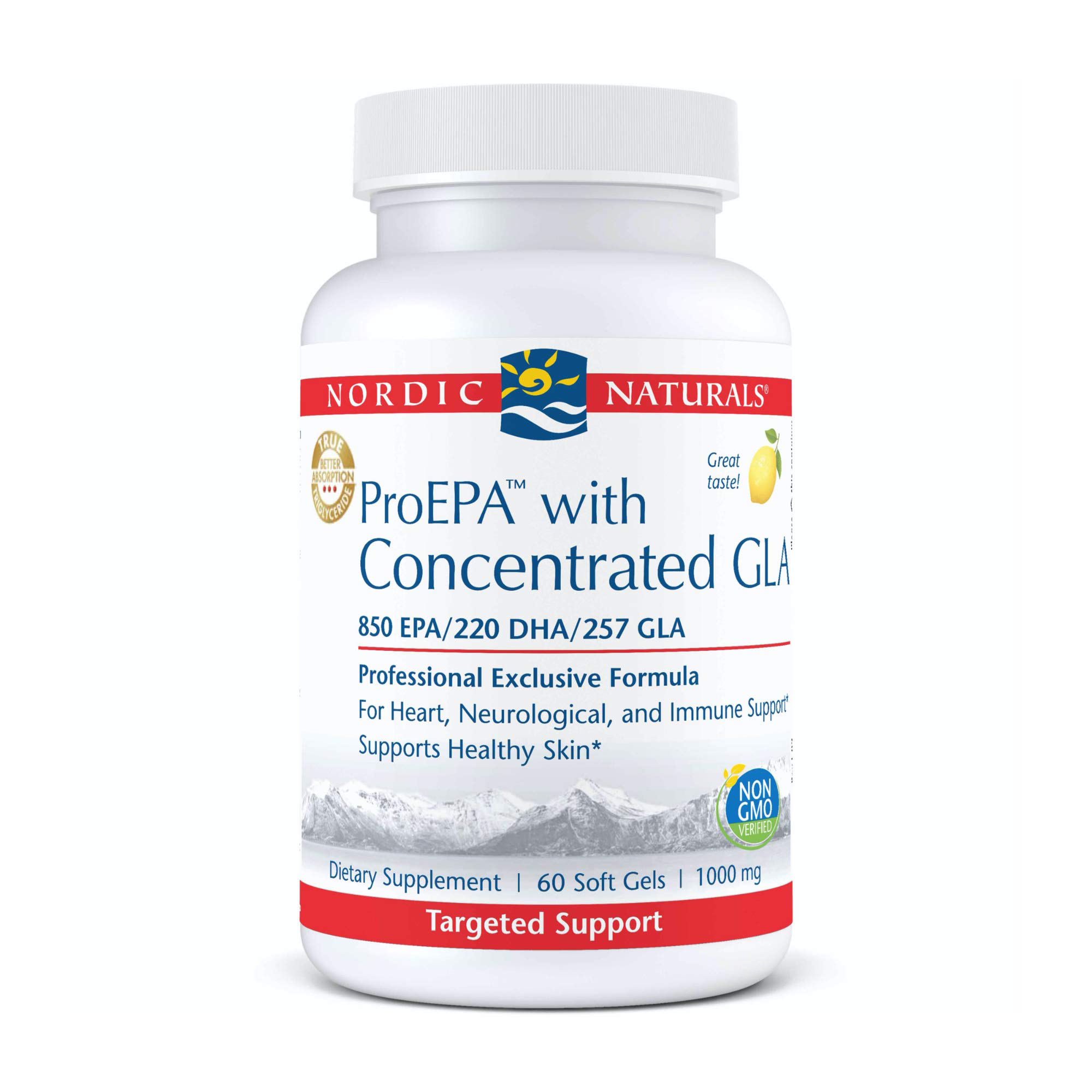 Nordic Naturals ProEPA with Concentrated GLA, Lemon - 60 Soft Gels - 1217 mg Omega-3 + 257 mg GLA - Heart, Neurological & Immune Support, Healthy Skin - Non-GMO - 30 Servings