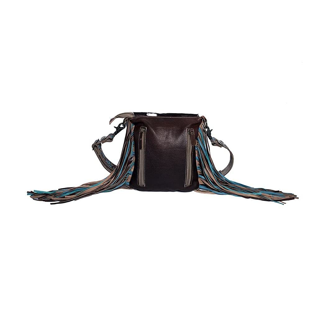 Myra Bag Cobal Blue Concealed Carry Bag Upcycled, Brown, S-3345