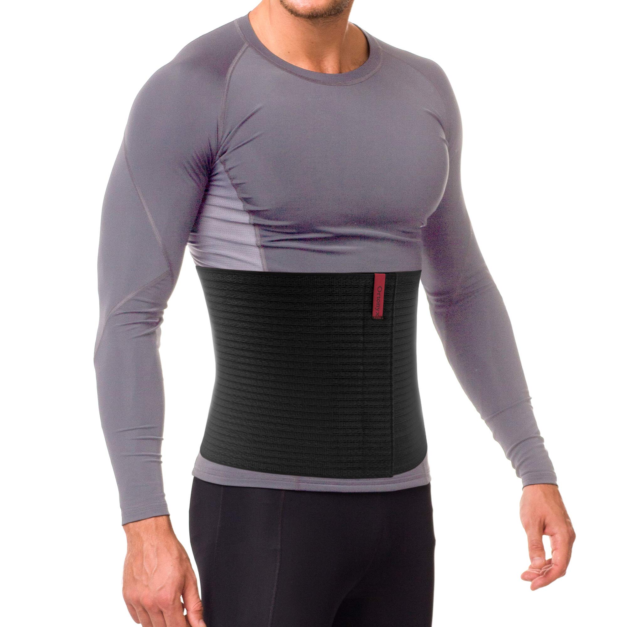 ORTONYX 10.25" Abdominal Binder for Men and Women/Postpartum Post-operative Post-surgery Wrap/Abdomen Navel Umbilical Hernia Support Belt / 524010 Black L/XXL