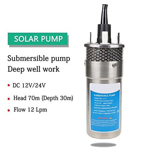 XuuSHA Hand Bilge Pump 12v/24v Large Flow Lift 70m Mini Submersible Solar Energy Water Pump Bilge Pump Automatic (Voltage : 12V 8L min)