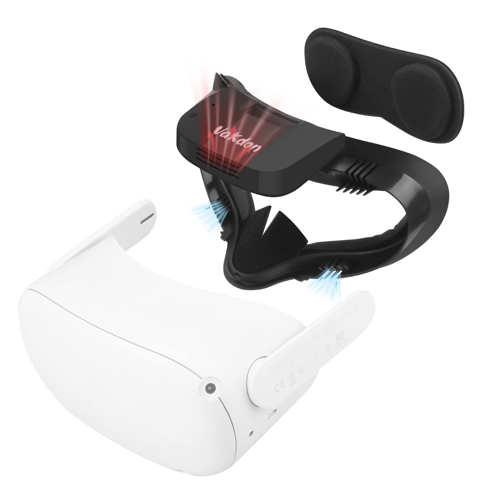 Vakdon G2 Active Air Circulation Cooling Fan Facial Interface for Oculus/Meta Quest 2 Accessories, with Lens Protector Cover, Relieve Lens Fogging and Replace Silicone Face Cushion (Black)