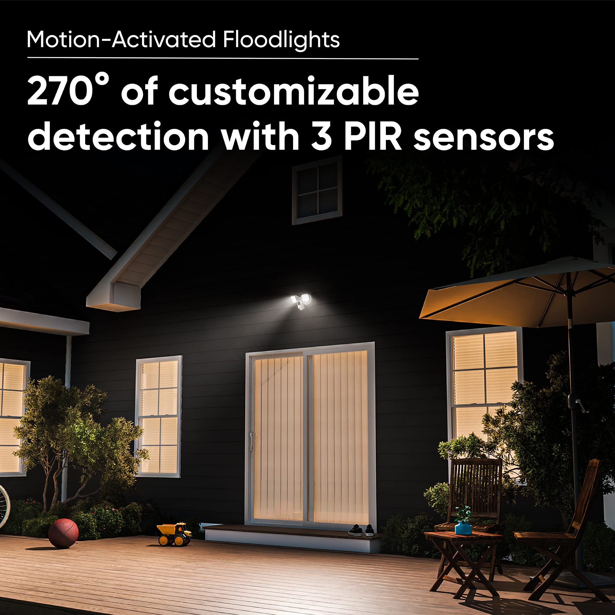 Wyze Cam Floodlight with 2600 Lumen LEDs, Wired 1080p HD IP65 Outdoor Smart Security Camera, Color Night Vision, 270-Degree Motion Detection, 90dB Siren with Wyze Cam Plus 3 Month Subscription
