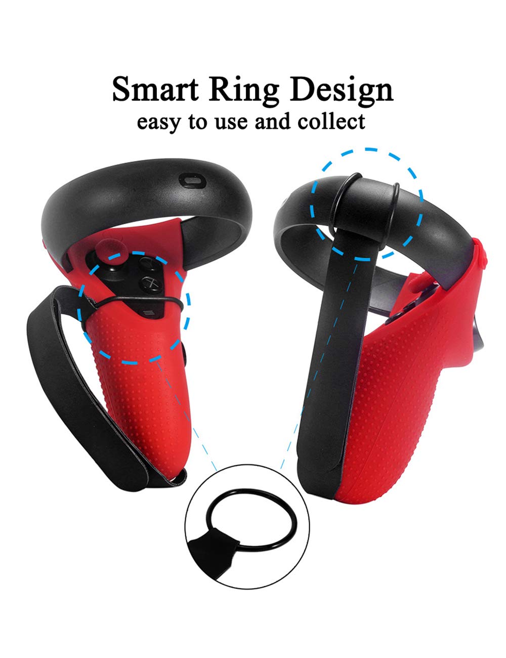 Silicone VR Touch Controller Grip Cover, Anti-fall Knuckle Strap, Sweatproof Joystick Cover for Oculus Quest/Rift S