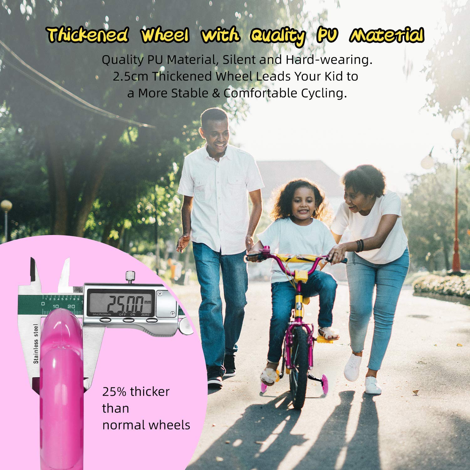 PRUNUS Flash Bike Training Wheels for 14 16 18 20 Inch.Training Wheels for Kids Bike is Heavy Duty.Bicycle Training Wheels is Suitable Single Speed Bike