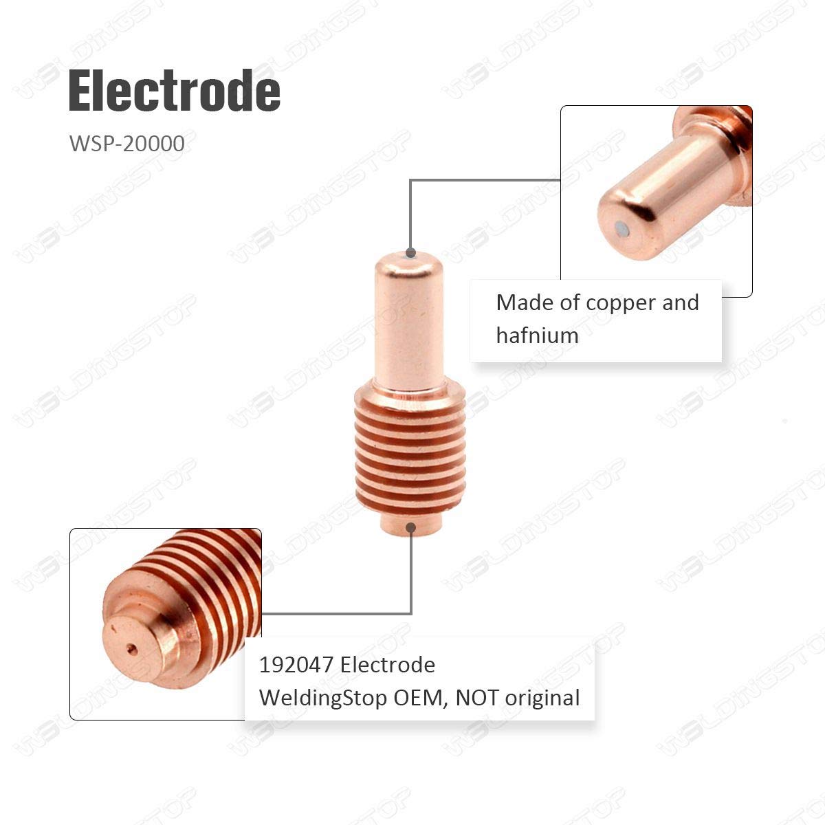 Plasma Cutting 204325 Tip 40A 192047 Electrode for Miller ICE-40C Torch PKG-20
