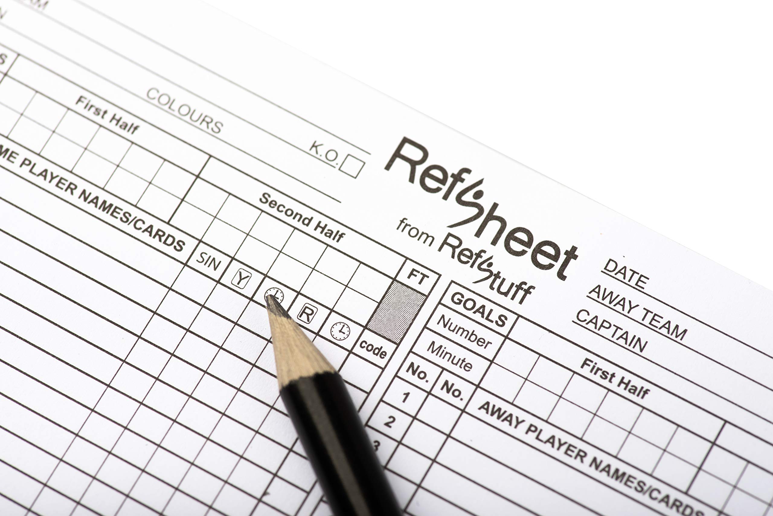 RefStuff RefSheet (Pack 50) Soccer Referee Match Day Score Sheets (inc sin Bins)