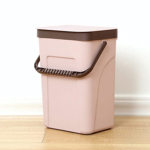 MYRRHE Cans, Trash Can Kitchen Wall Mounted Garbage Bin Recycle Compost Bin Bathroom Dustbin (Color : Brown)