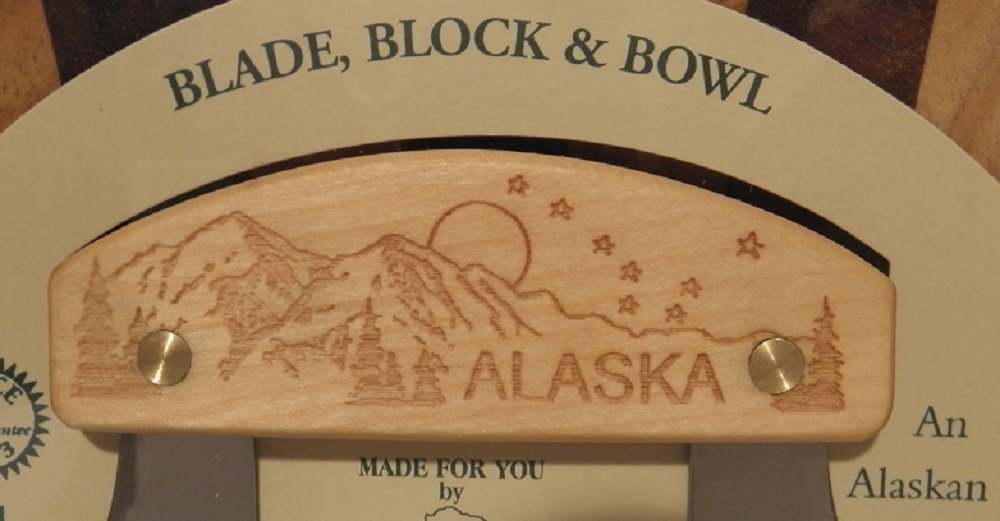 Ulu Factory Alaska Ulu Birch Walnut Stripe Wood Chopping Bowl-board Mountain Dipper Design Handle (1)