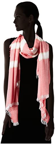 Mud Pie Womens Shimmer Stripe Summer Scarf Wrap in Coral Pink 40" x 70" Pink