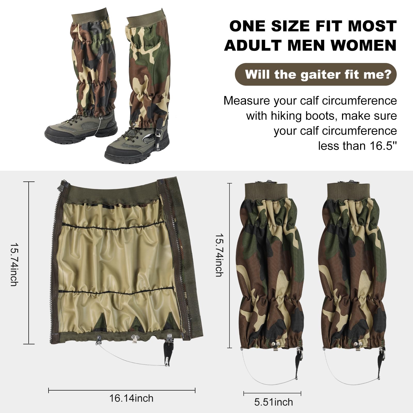 Snake Boots for Hunting Waterproof Snake Chaps for Hunting Boots Adjustable Snake Proof Gaiters Fits Men & Women Leg Bite Protective Guards