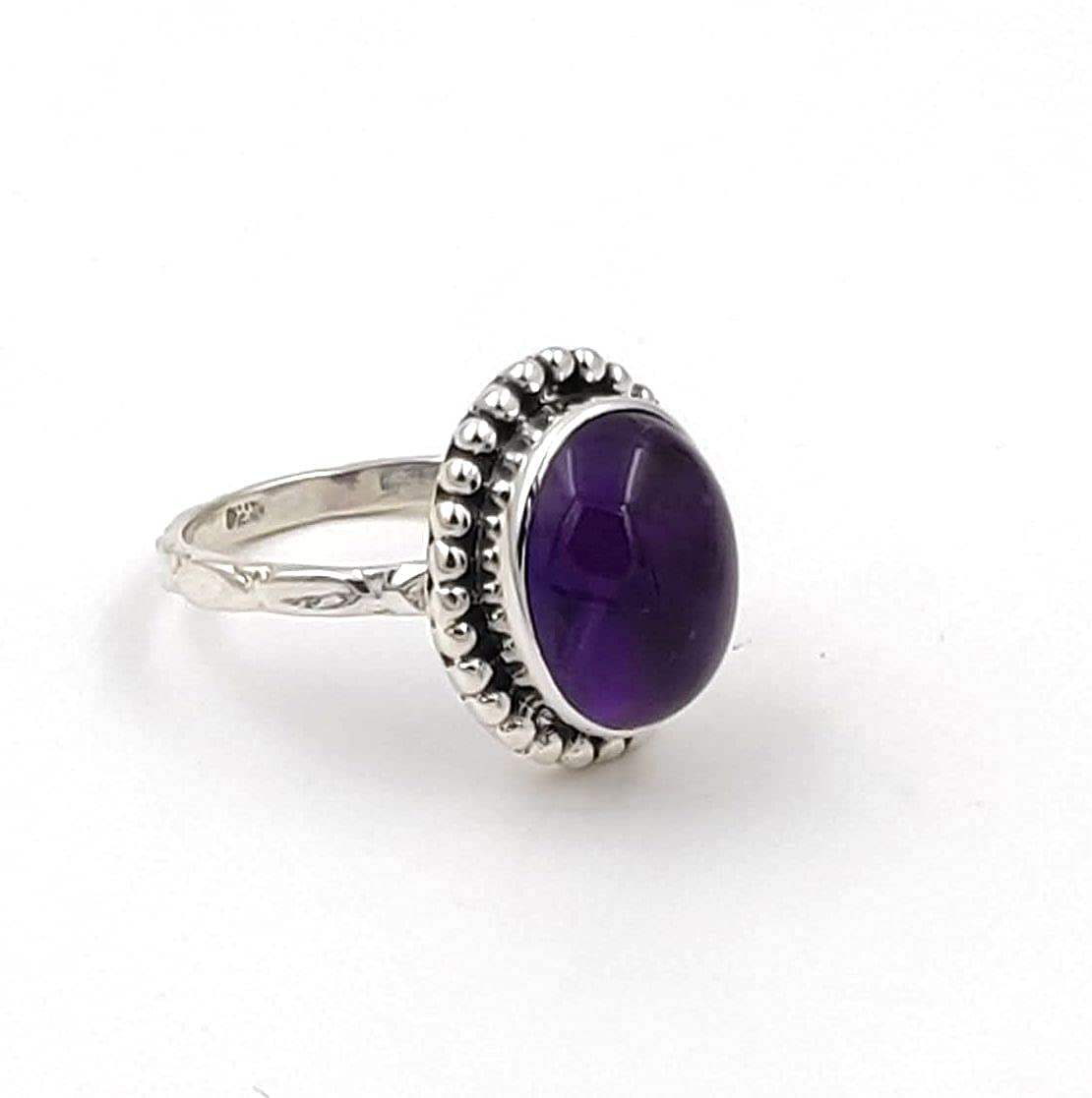 Navya Craft Amethyst Stone Silver Ring | 925 Sterling Silver Handmade Statement Promise Ring for Women | Natural Gemstone Boho Jewelry | February Birthstone | Gift for Her Birthday Anniversary
