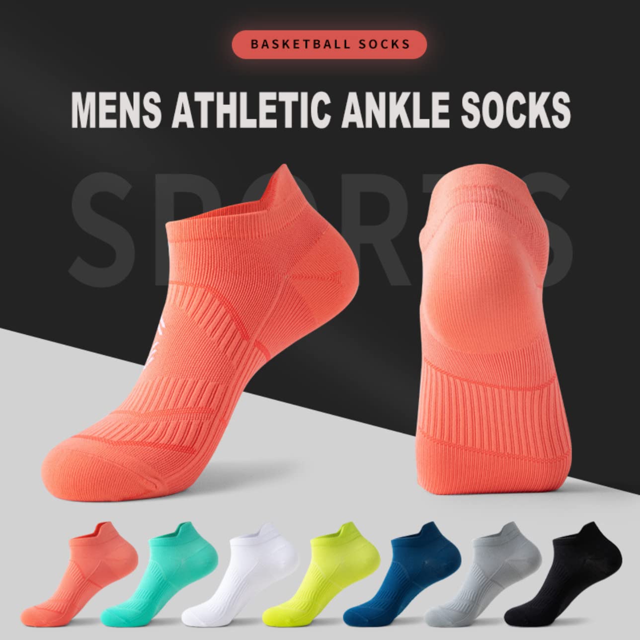 Tomily 6 Pairs Athletic Running Socks Soft Low Cut Ankle Compression Socks for Men Womens (Large, Mix Color(6 Pairs))