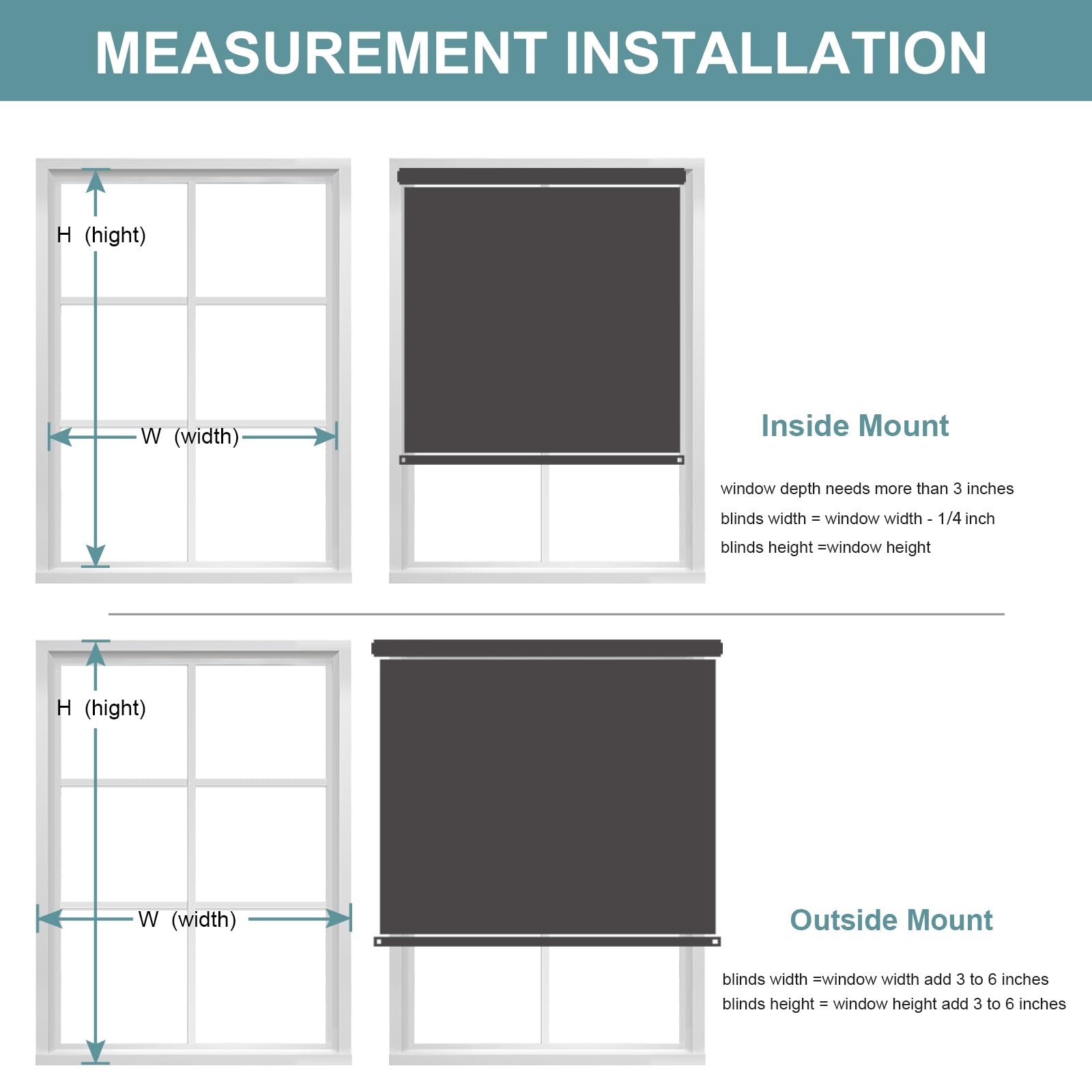 MYshade Custom Roller Window Shades Blackout, Roller Shades for Windows Corded, Sun Blocking Privacy Protection Fabric Roller Blinds for Home or Office Easy to Install
